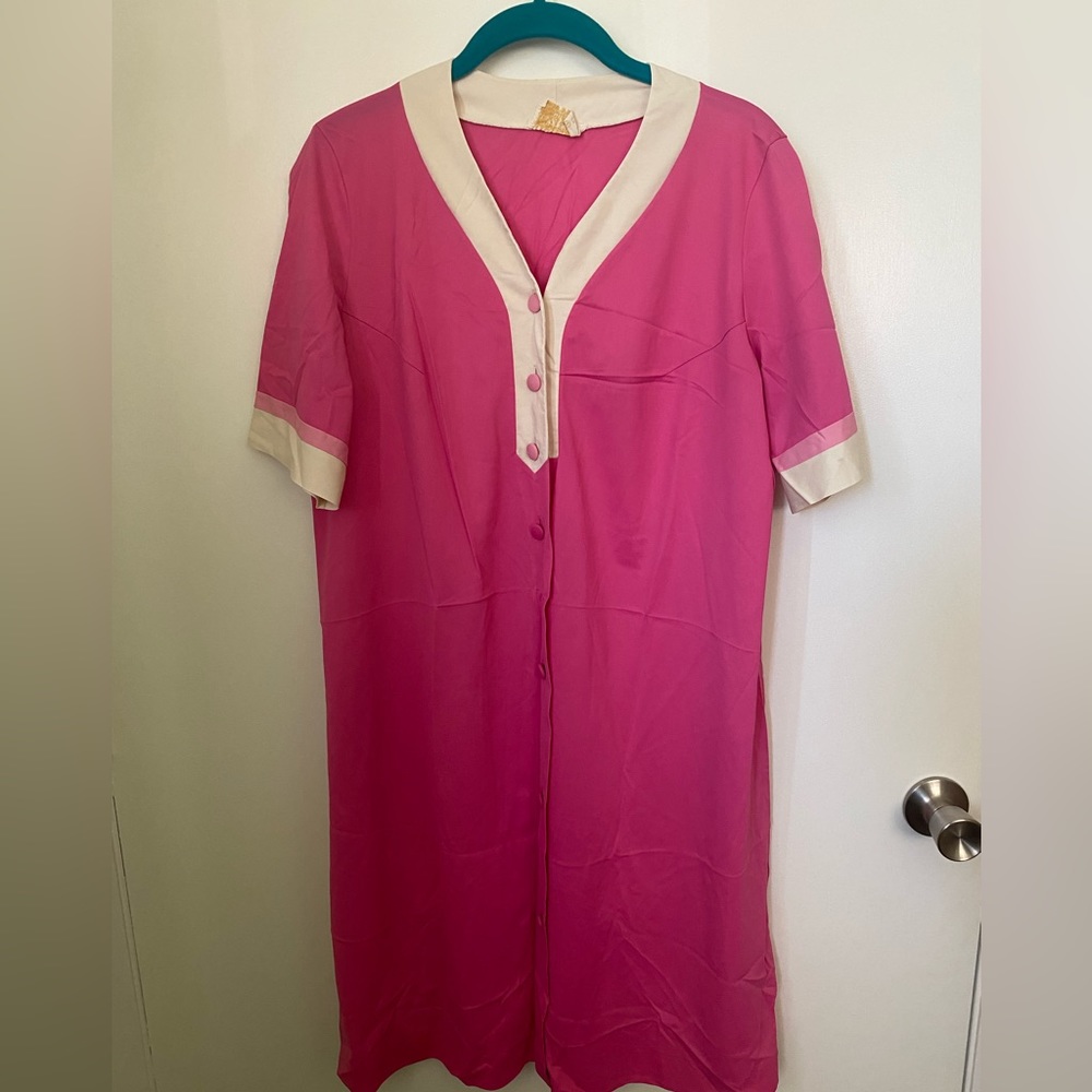 Vintage 60s Jc Penny Pink Barbie Nylon Housecoat Paja… - Gem